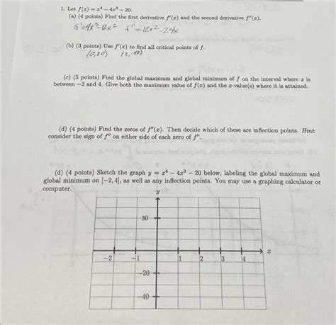 Solved 1 Let F X X² 4x³ 20 A 4 Points Find The