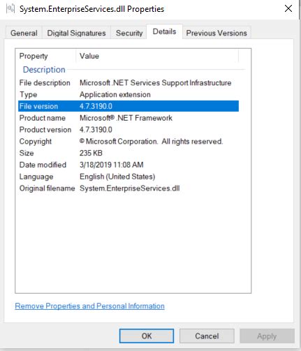 could not load file or assembly system enterpriseservices