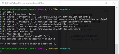 shell some commands were not successfully executed