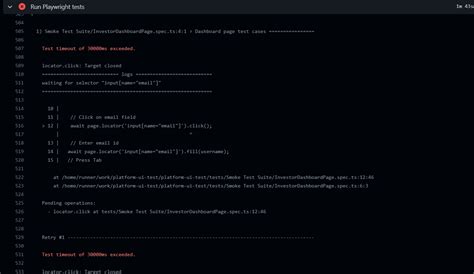 [bug] playwright tests are getting passed locally but failing in github