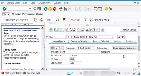 Cost Center Does Not Exist