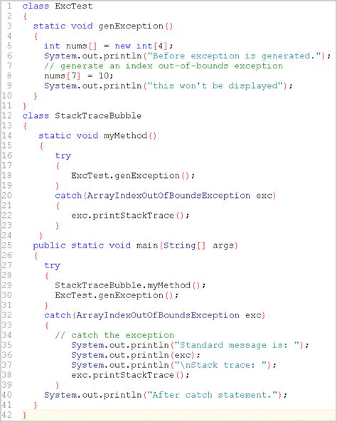print stack trace method in java