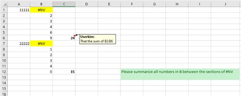 excel sumif values nv in the next column stack overflow