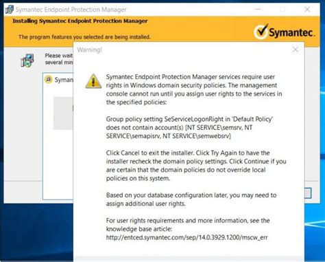 sep 14 1 install error endpoint protection