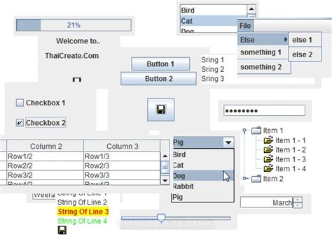 java gui swing controls component