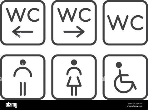 Set Of Toilet Icons Disabled Infant Men Women Wc Restroom Signs