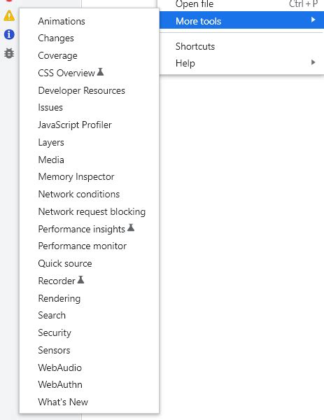 javascript chrome developer tools missing elements tab stack