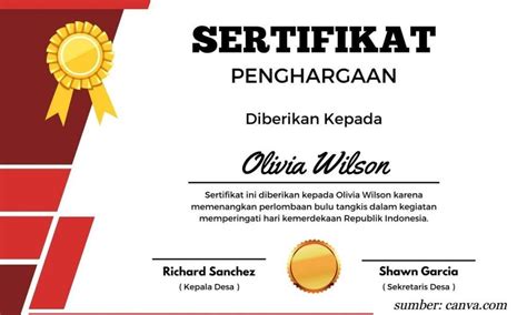 7 Contoh Sertifikat Penghargaan Seminar Pemateri Dan Lomba Rainy Weathers