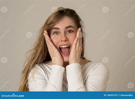 Happy Young Attractive Teenager Girl Shocked With Surprised Funny Face