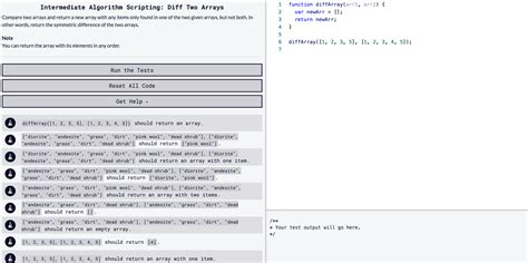 solving diff two arrays freecodecamp algorithm