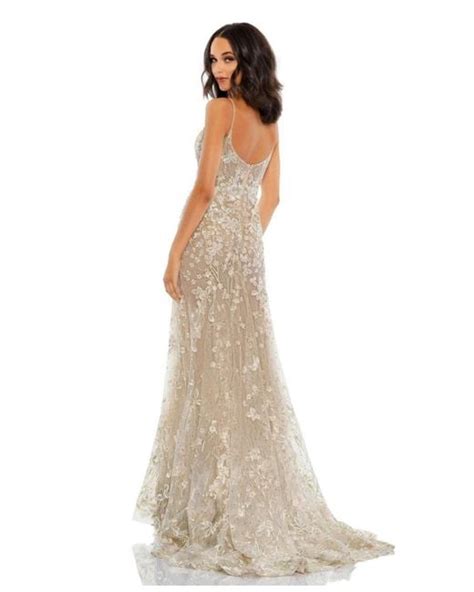 Mac Duggal Floral Embroidered Corset Bodice Gown In Natural Lyst