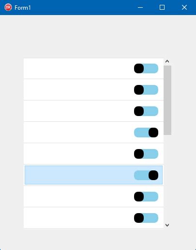delphi add tswitch to every tlistview item stack overflow