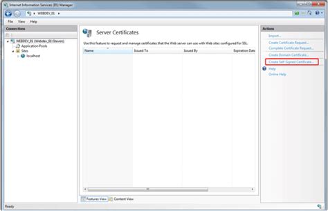 how to create a self signed certificate in iis about ssl