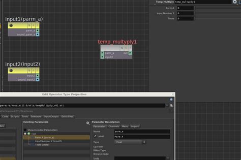 how to make new parameters appear at input connections of an otl