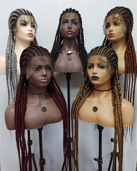 36 Inches Full Lace Box Braided Wig Cornrow Braids Lace Wigs Synthetic