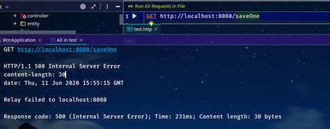 spring boot 500 internal server error returned when sending get