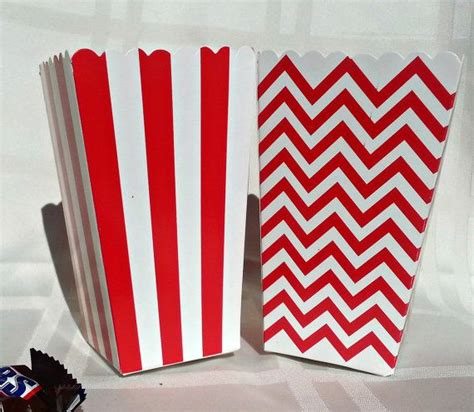 Red Popcorn Boxes Chevron Stripes Polka Dots Boxes Popcorn Etsy