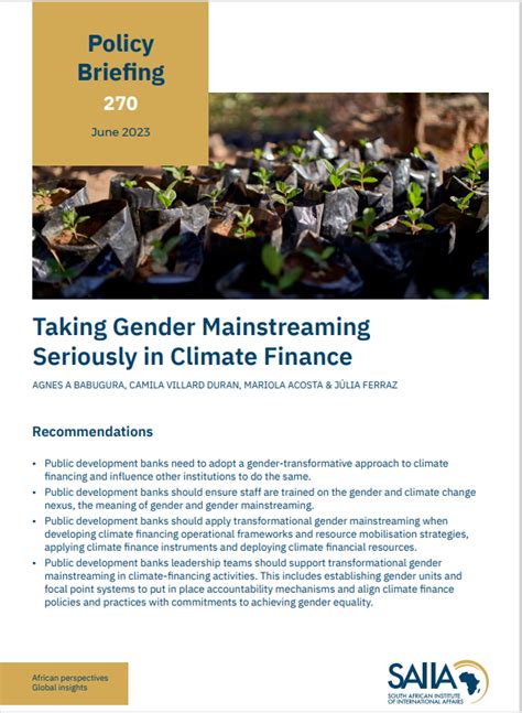 Taking Gender Mainstreaming Seriously In Climate Finance Centre Of