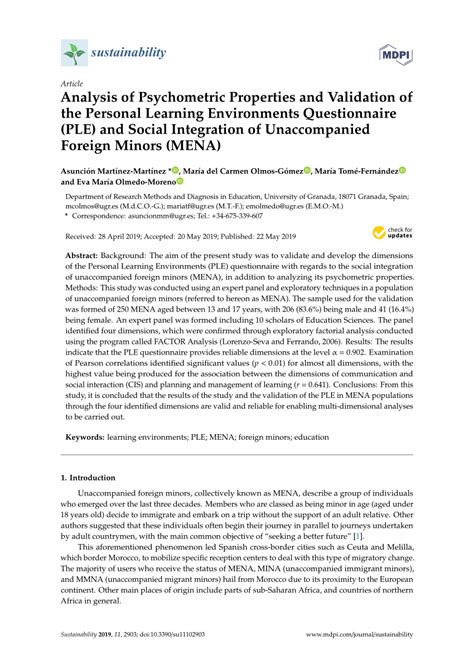 Pdf Analysis Of Psychometric Properties And Validation Of The