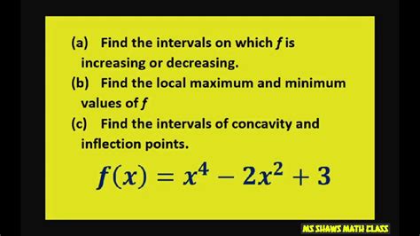 Find Intervals Of Concavity Inflection Points Increasing Decreasing