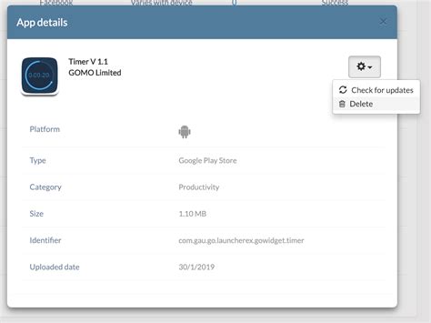 delete app confirmation modal hexnode connect