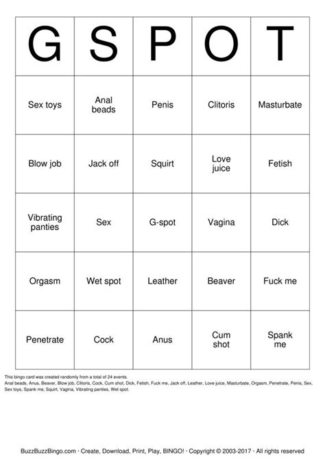 sex toy bingo cards to download print and customize