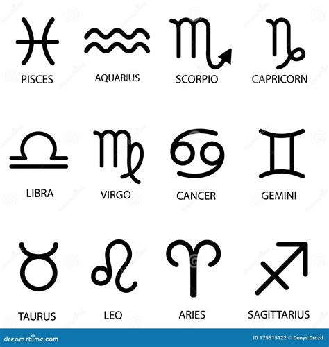 Zodiac Signs Set Isolated On White Background Star Signs For Astrology