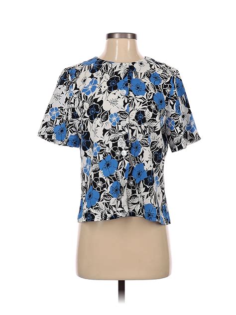 Appleseeds 100 Cotton Floral Black Short Sleeve Button Down Shirt Size