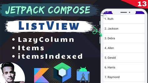 listview in android using jetpack compose techpass master youtube