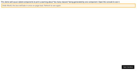styled components too many classes warning demo with timer codesandbox