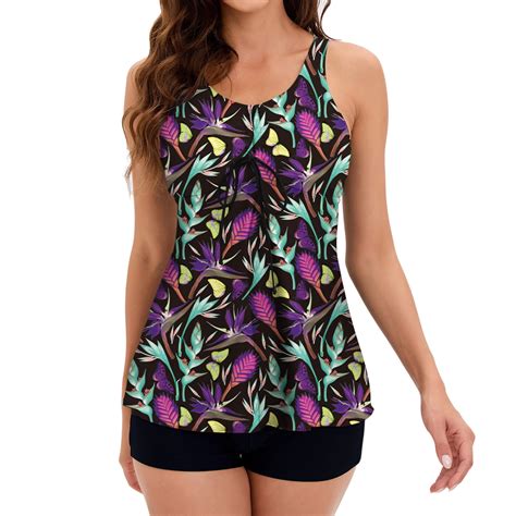 Aboser Womens Tankini Tummy Control Bathing Suits With Shorts Two Piece