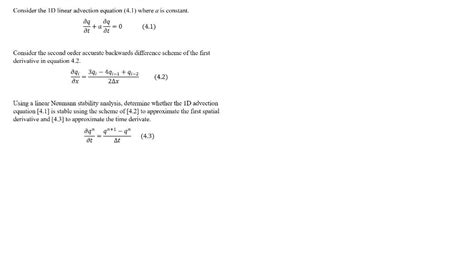 Solved Consider The 1d Linear Advection Equation 4 1