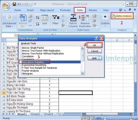 how to create a statistics table that describes the data
