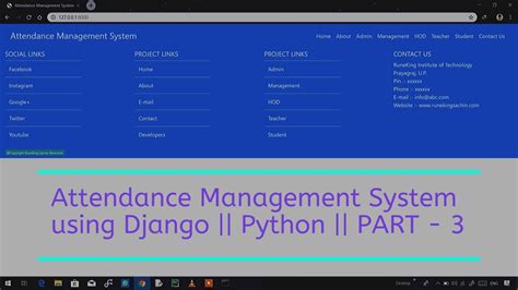 part 3 attendance management system using django python youtube