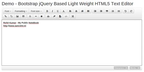 bootstrap jquery based light weight html5 text editor