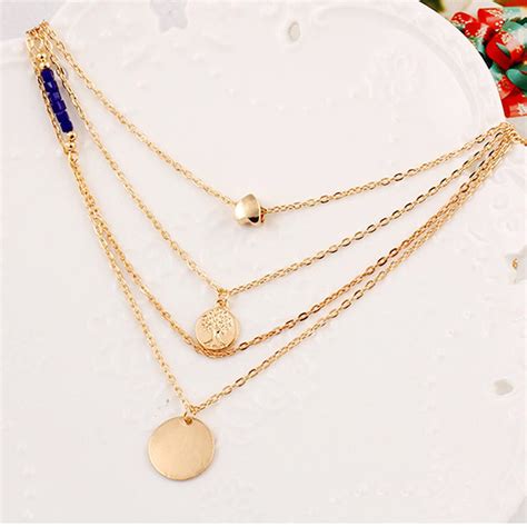 Xy Women Fashion Jewelry Necklace Boho Multilayer Heart Choker Necklace