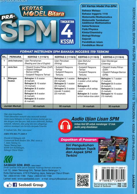 Sasbadi Kertas Model Bitara Pra Spm 2021 Tingkatan 4 Bahasa Inggeris