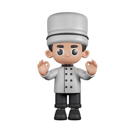 Premium Psd 3d Character Chef Giving Ok Hand Gesture Pose