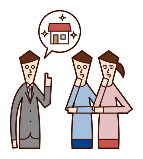 家の購入を相談する夫婦・マイホームのイラスト フリーイラスト素材 Kukukeke（ククケケ）