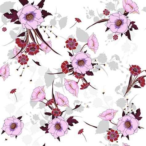 Patrón Floral Del Vector De Flores Vector Premium