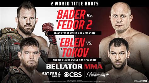 【bellator】ヒョードルvs ベイダーのcbs大会でエブレンvs トコフのミドル級王座戦、モーリーvs イサエフのヘビー級無敗対決