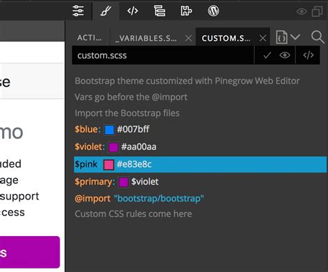 customize bootstrap 4 themes pinegrow web editor