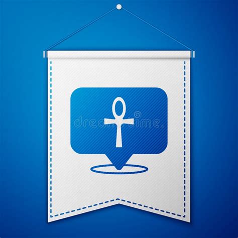 Blue Cross Ankh Icon Isolated On Blue Background Egyptian Word For