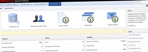 oracle xe application express workspace