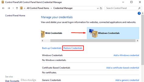 how to setup and use credential manager on windows 10 howtoedge