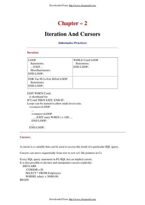 class xii e book informatics practices chapter 2 iteration and cursors