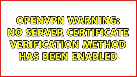 unix and linux openvpn warning no server certificate verification