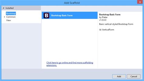 creating a custom scaffolder extension bootstrap for asp
