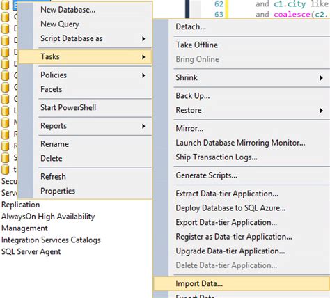 how to import dbase database into sql server