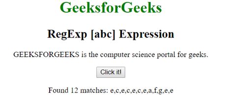 javascript regexp [abc] expression geeksforgeeks